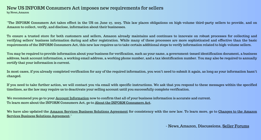 INFORM Consumers Act: How It Affects Amazon Sellers in the USA ...